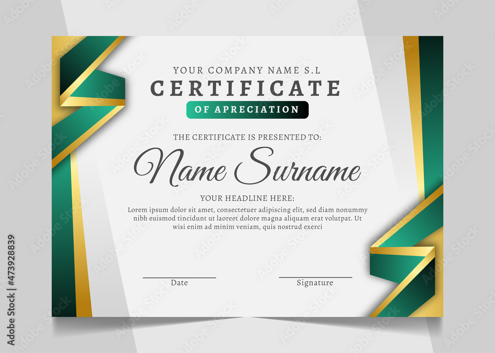 certificate template design with ribbon shape Stock Vector | Adobe Stock