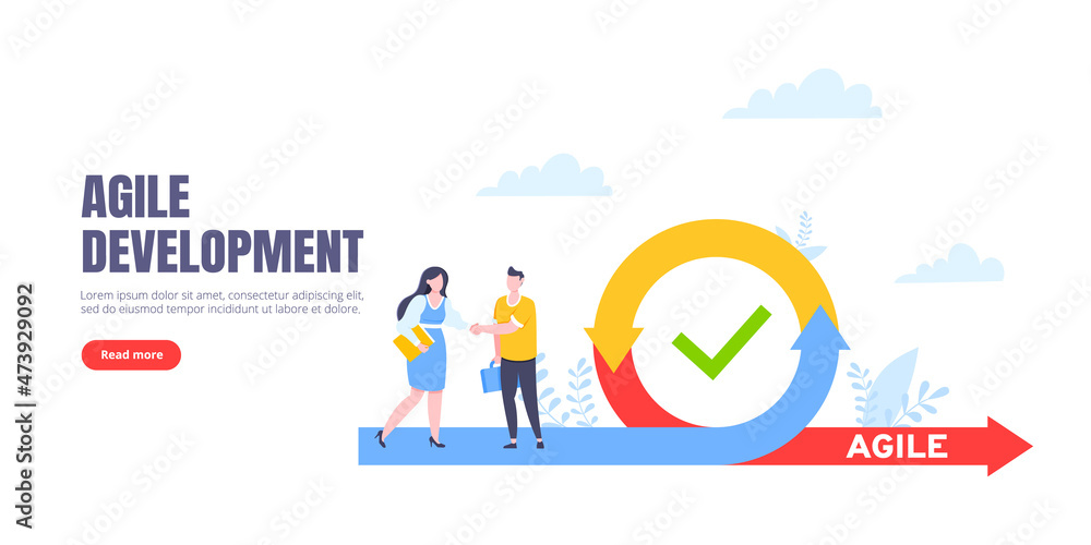 Agile development methodology business concept flat style design vector ...