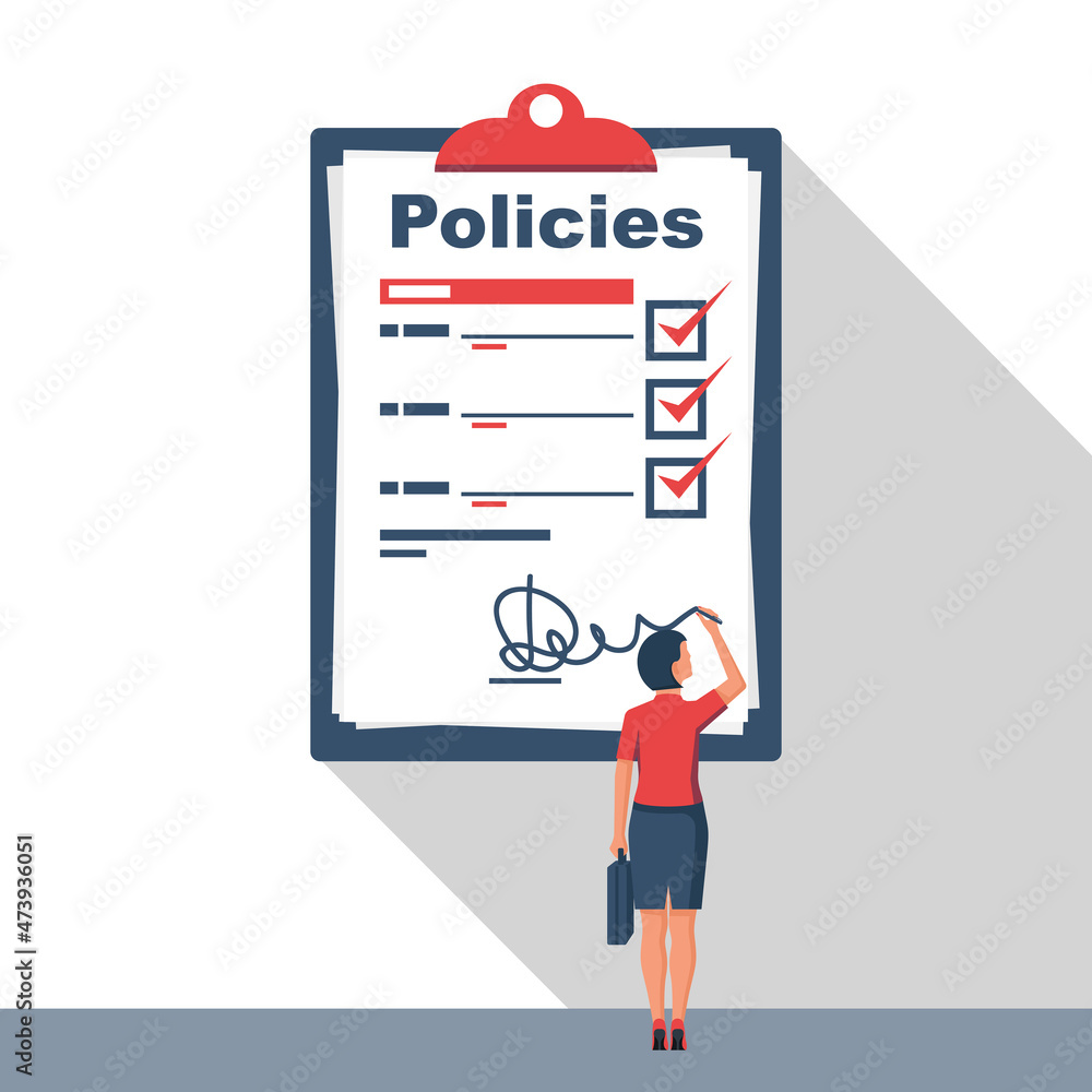 Clipboard with a sheet policies. Write a safety form. Document ...