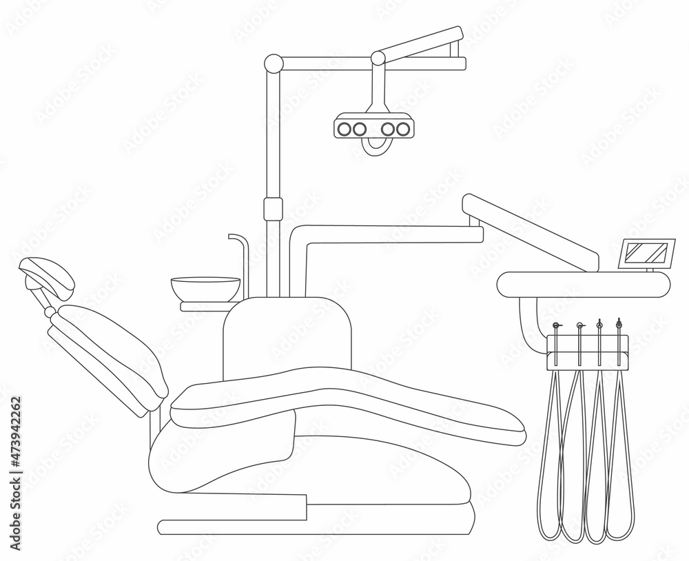 dental chair outline, sketch vector Stock Vector | Adobe Stock