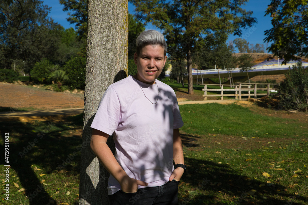 gender non-binary and androgynous person doing different postures and ...