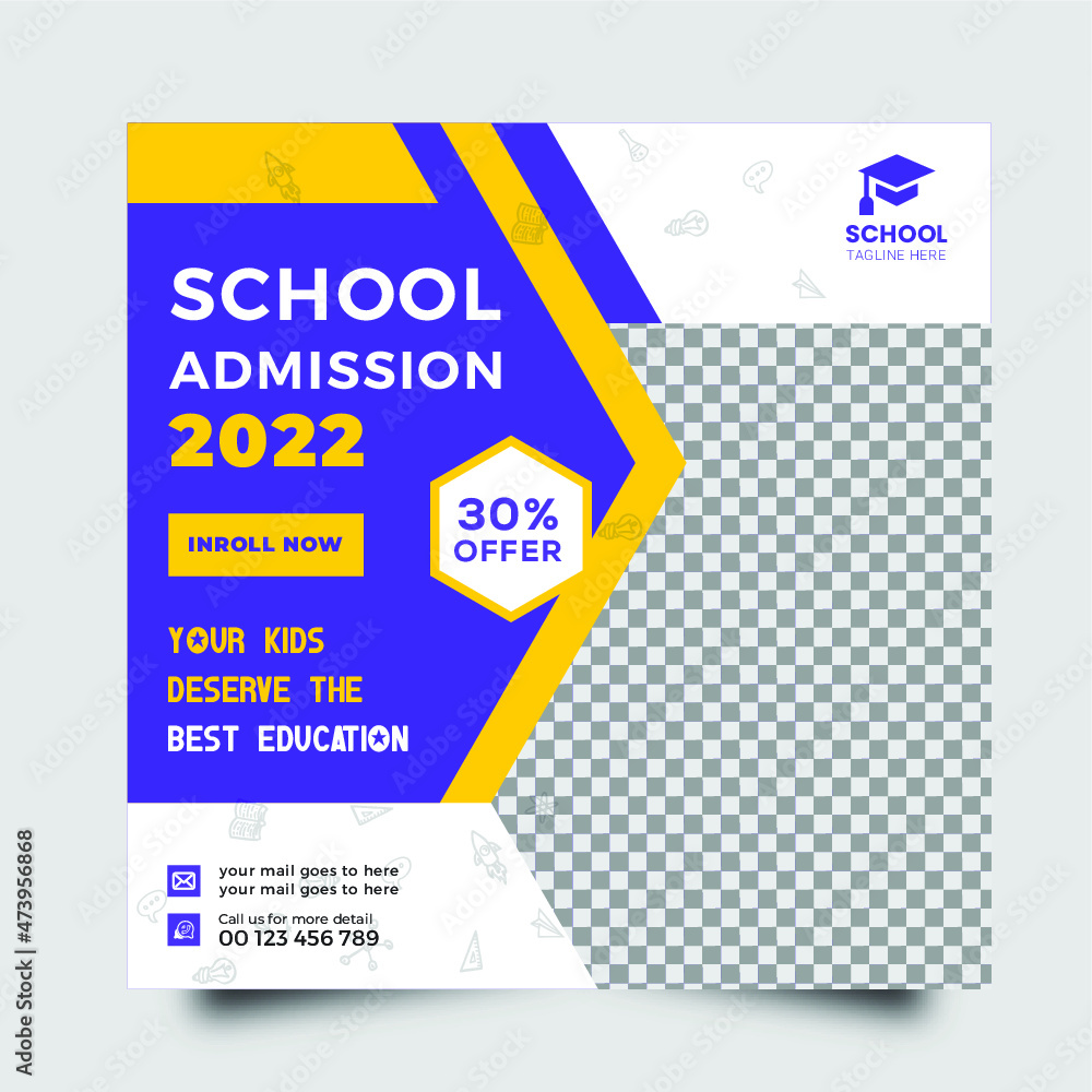 School admission social media post banner design. back to school social ...