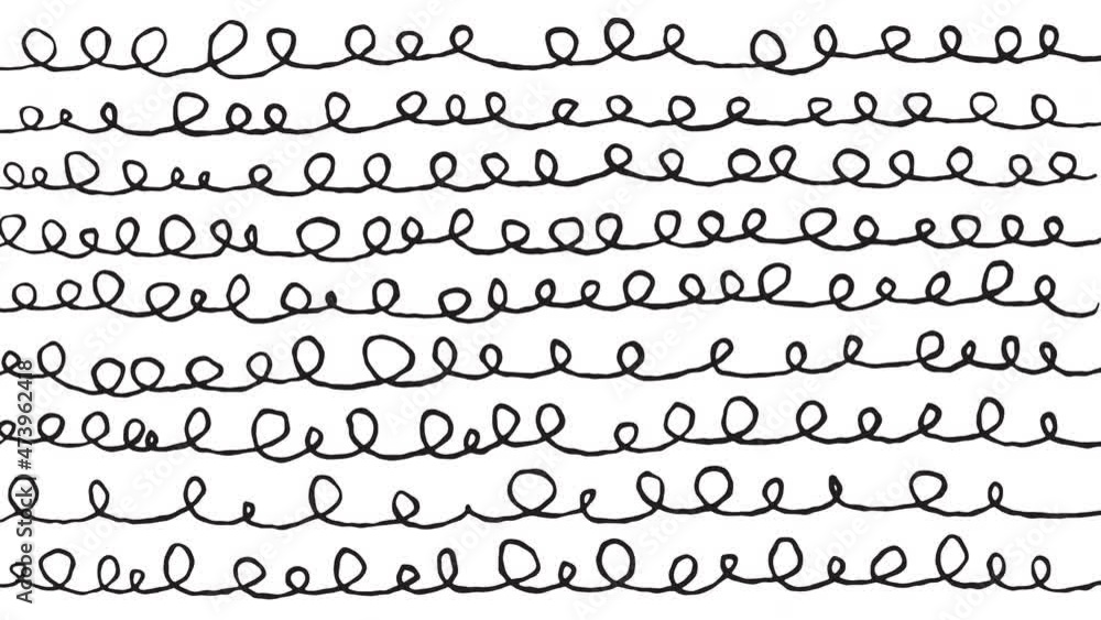 Abstract funny hand drawn curved lines on white background. Cartoon ...