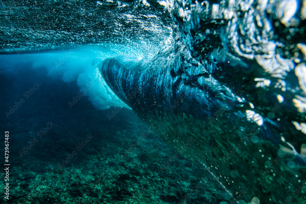 Underwater view of ocean wave Stock Photo | Adobe Stock