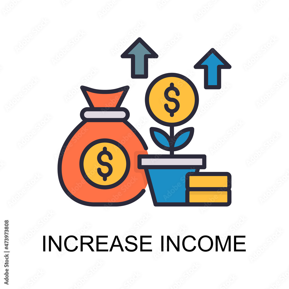 Increase Income vector Filled outline Icon Design illustration. Web And ...