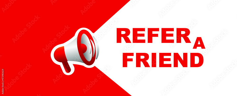 refer a friend sign on white background Stock Vector | Adobe Stock