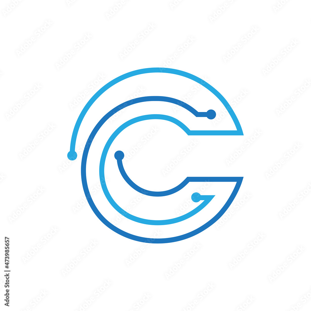 connection letter C logo design vector illustration. Stock Vector ...