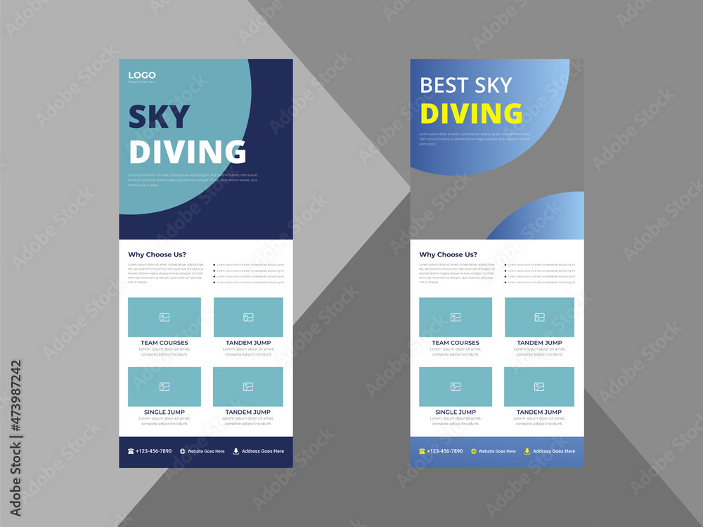 skydiving roll up banner design template. parachuter skydiving tourism ...