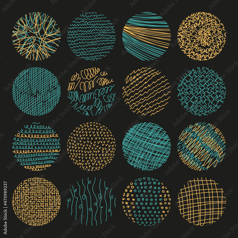 Vector set of round abstract backgrounds. Contemporary concept trend ...