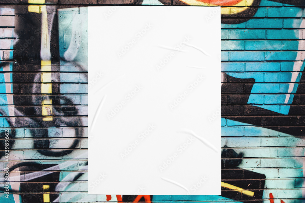 Closeup of colorful messy painted urban wall texture with wrinkled ...