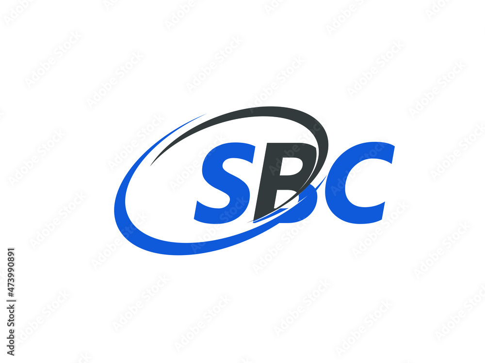 SBC letter creative modern elegant swoosh logo design Stock Vector ...