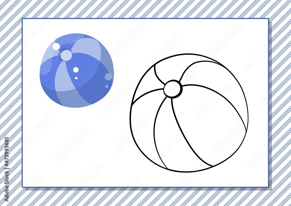Printable worksheet. Coloring book. Cute cartoon ball. Vector ...