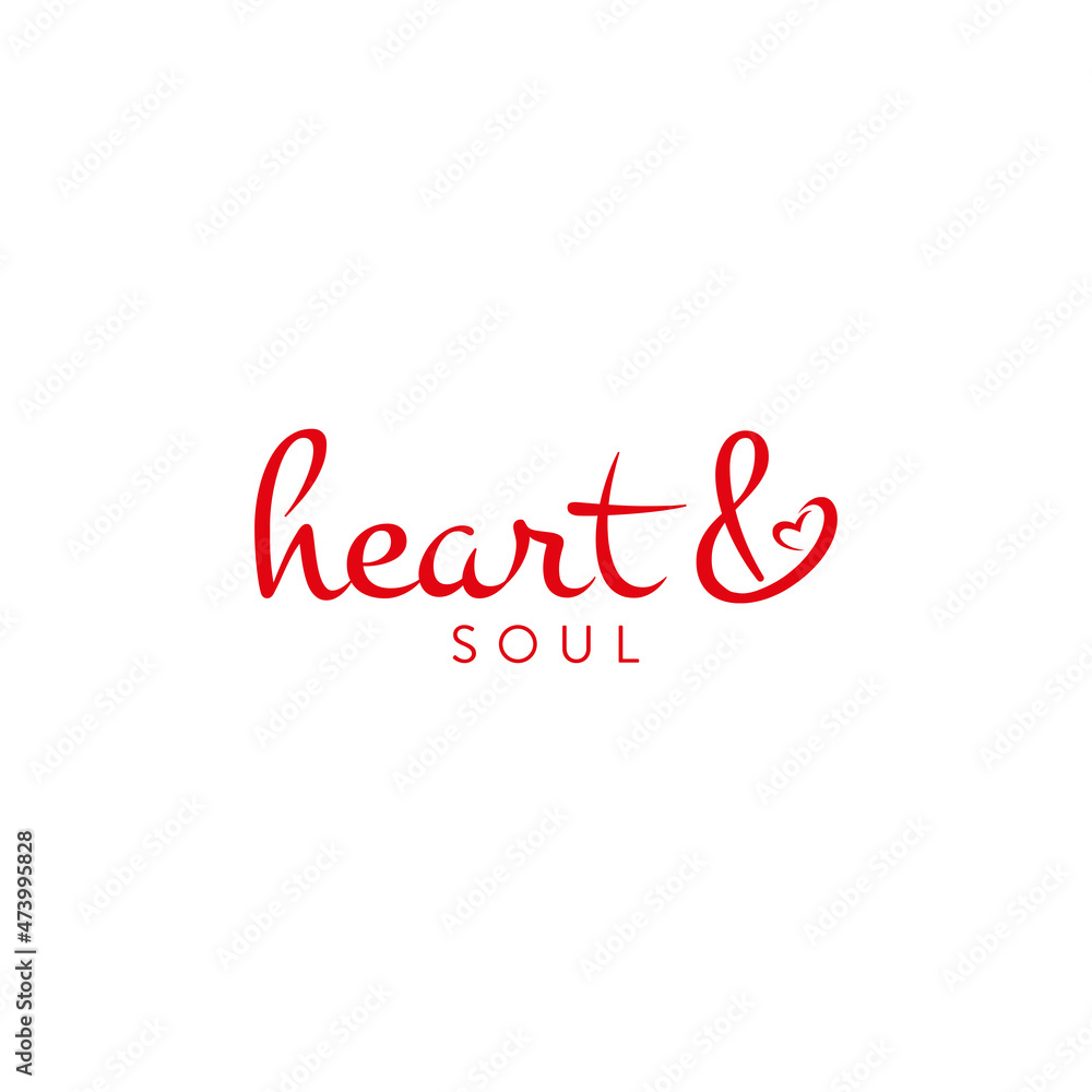 heart & soul logo lettering design vector template Stock Vector | Adobe ...