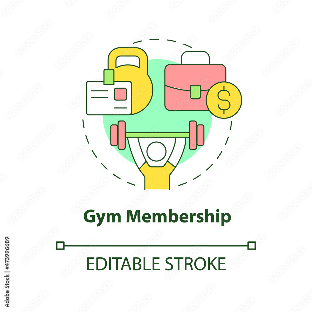 Gym membership concept icon. Employee physical health care. Fitness ...