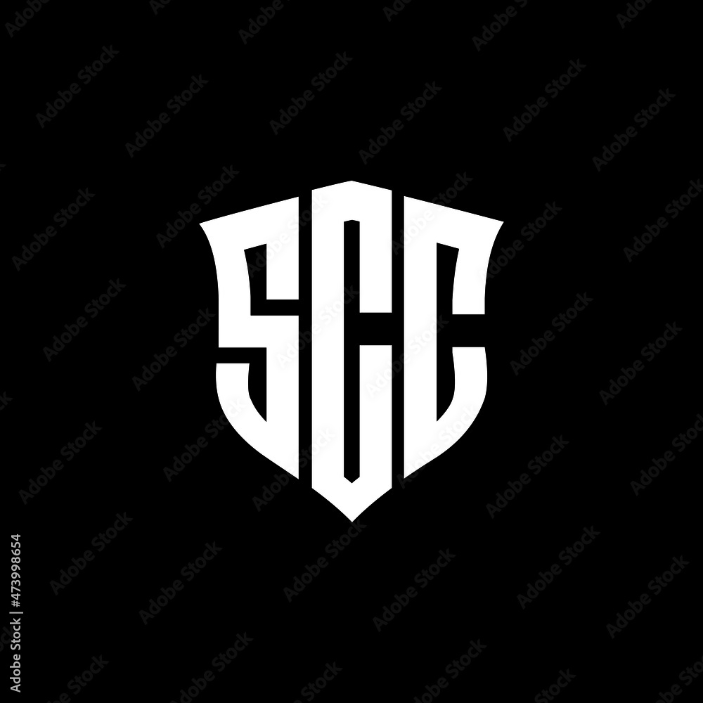 Vecteur Stock SCC letter logo design with black background in ...