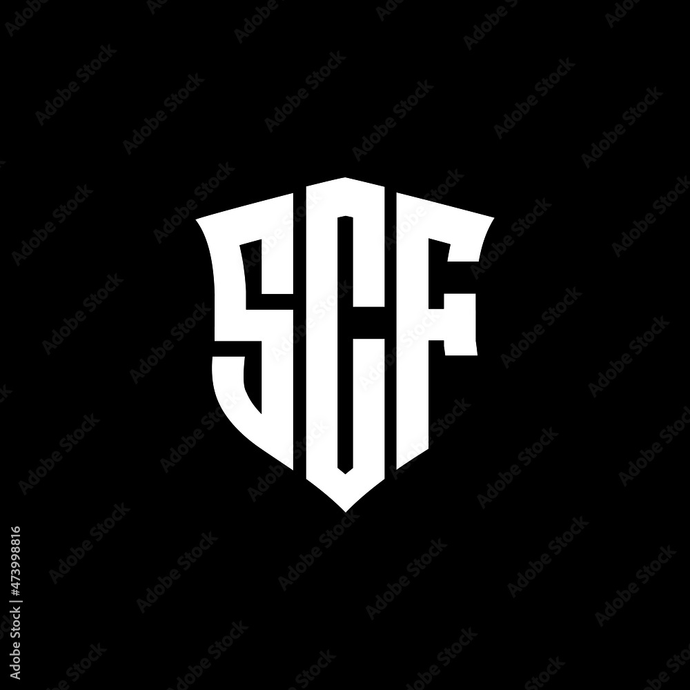 SCF letter logo design with black background in illustrator, vector ...