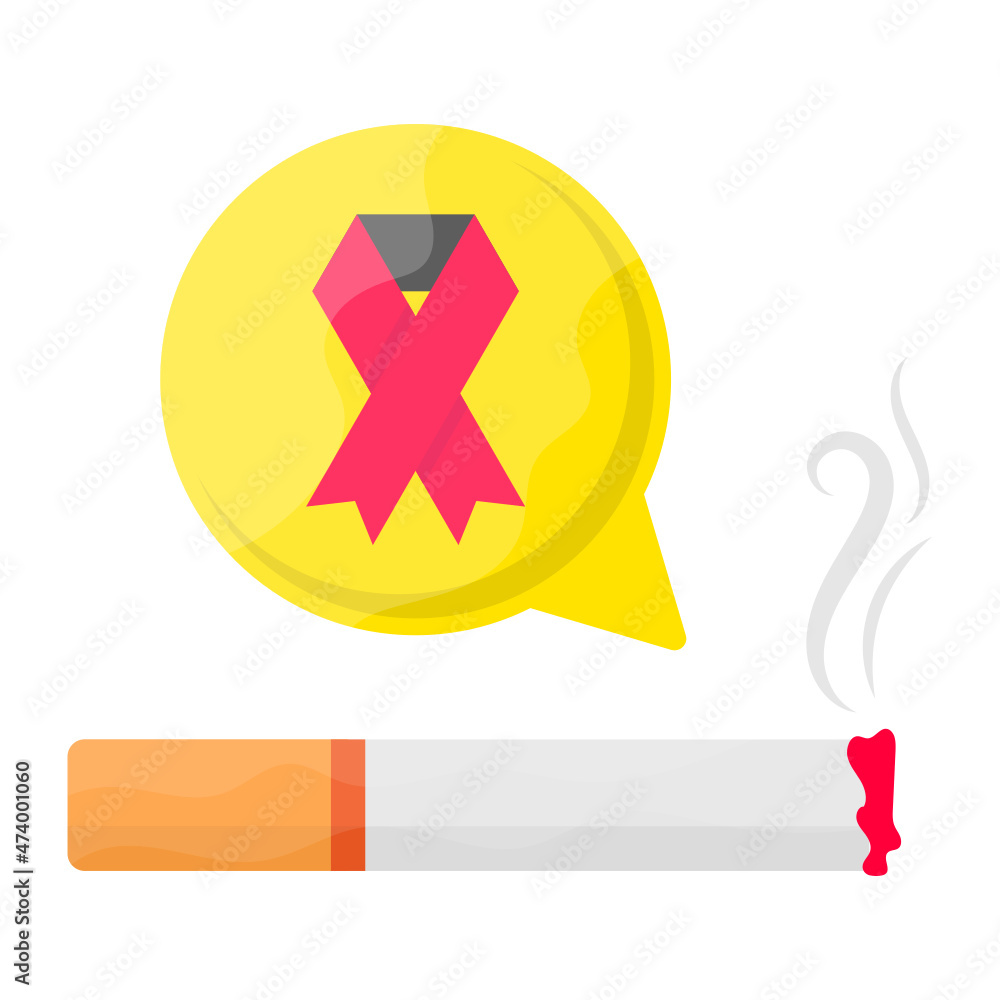 Lung cancer awareness Concept, habits as risk factors Vector color Icon ...