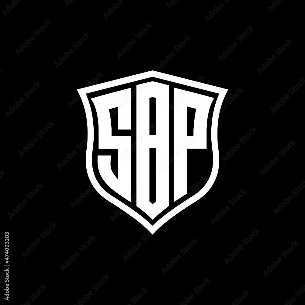 SBP letter logo design with black background in illustrator, vector ...