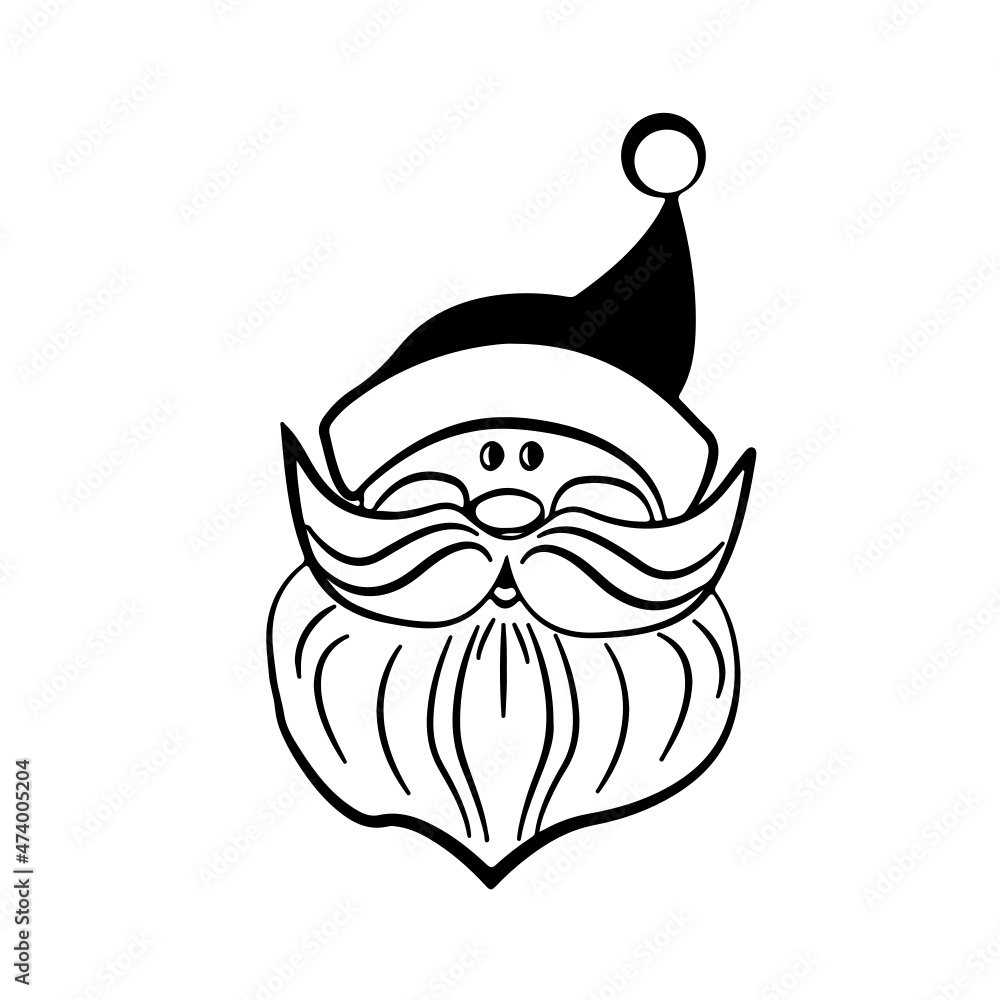 Santa Line Art Silhouette Design Element Art SVG EPS Logo PNG Vector ...