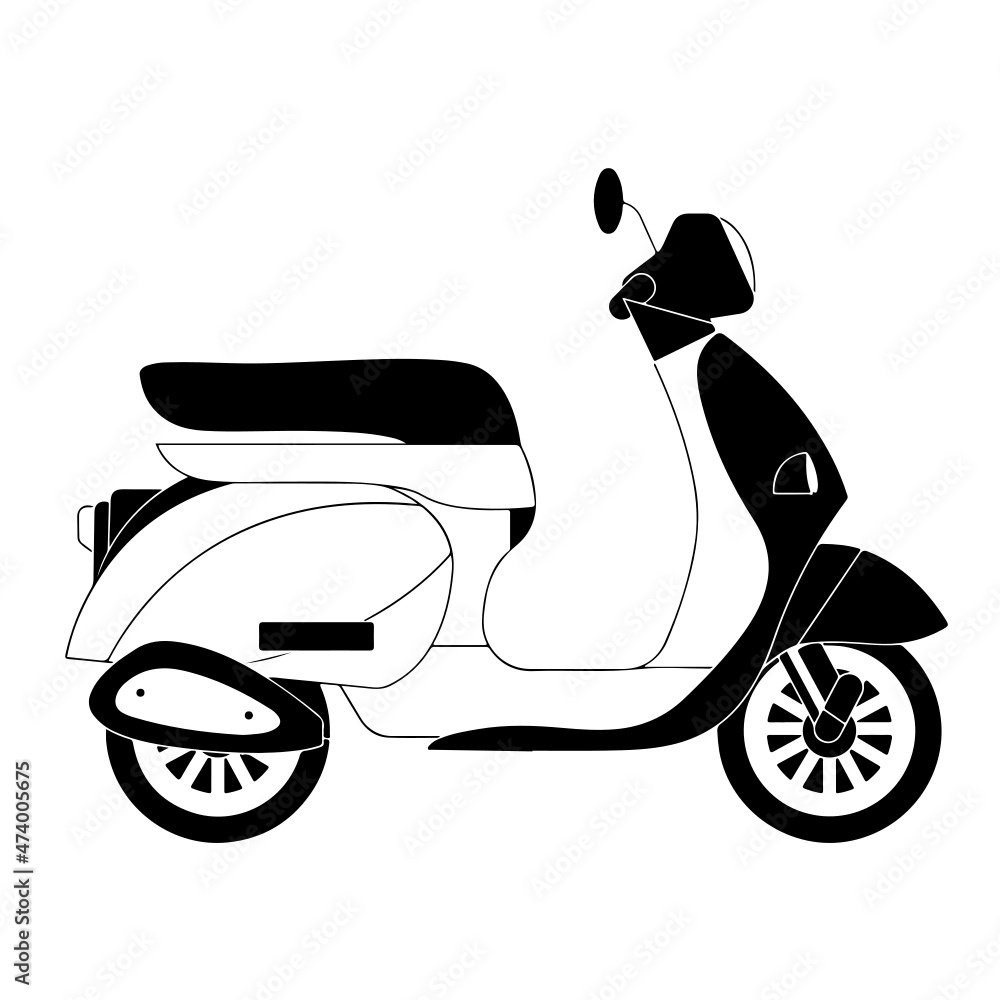 Moped Line Art Silhouette Design Element Art SVG EPS Logo PNG Vector ...