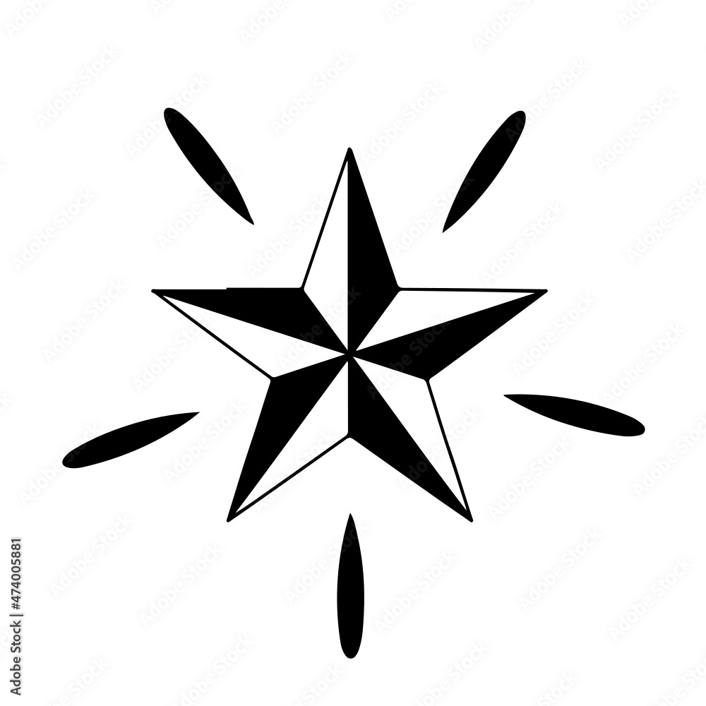 Christmas Tree North Star Line Art Silhouette Design Element Art SVG ...