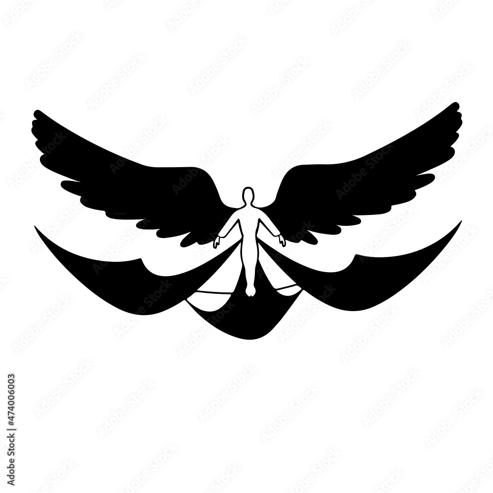 Angel Arch Angel Line Art Silhouette Design Element Art SVG EPS Logo ...