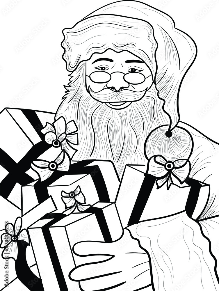 Santa Claus Clip Art Black And White