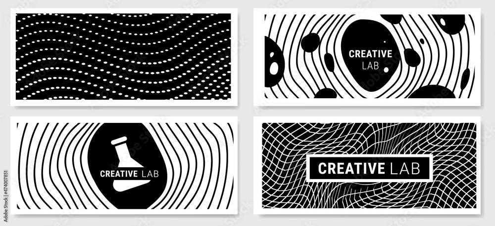 Vector set of abstract black and white horizontal different ...