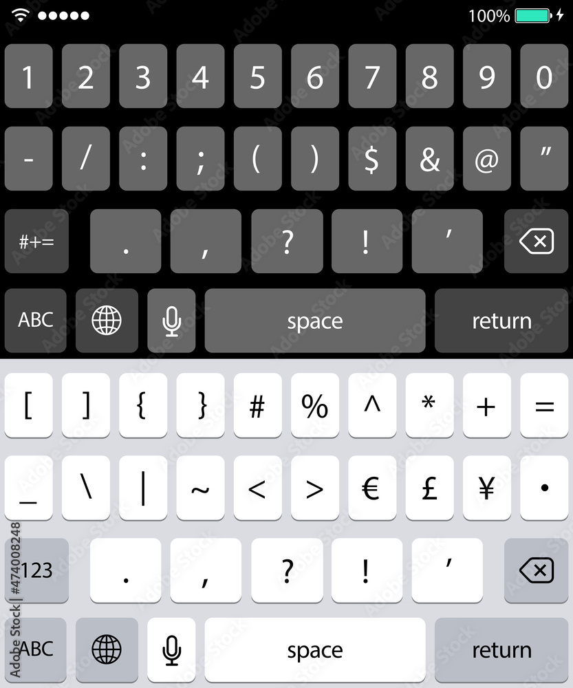 Screen smartphone keyboard, mobile phone alphabet buttons keypad ...