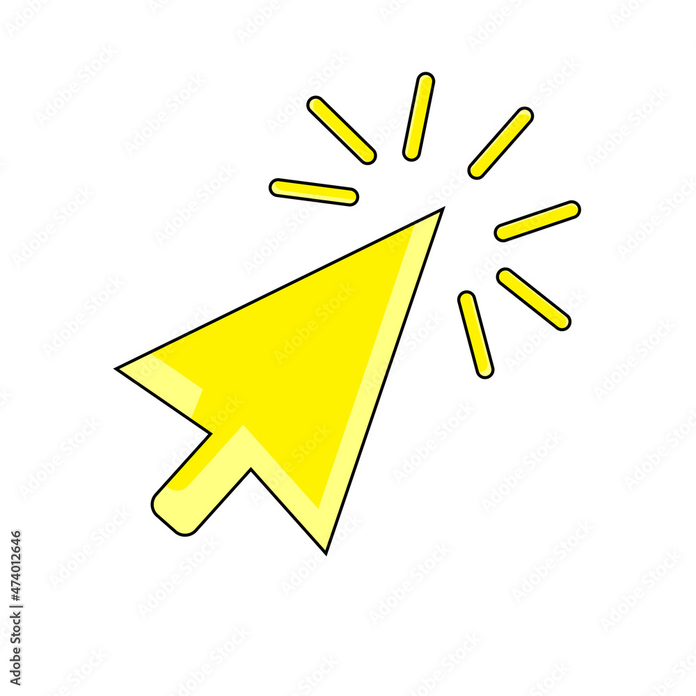 Simple style mouse cursor in yellow. Click. Isolated vector ...