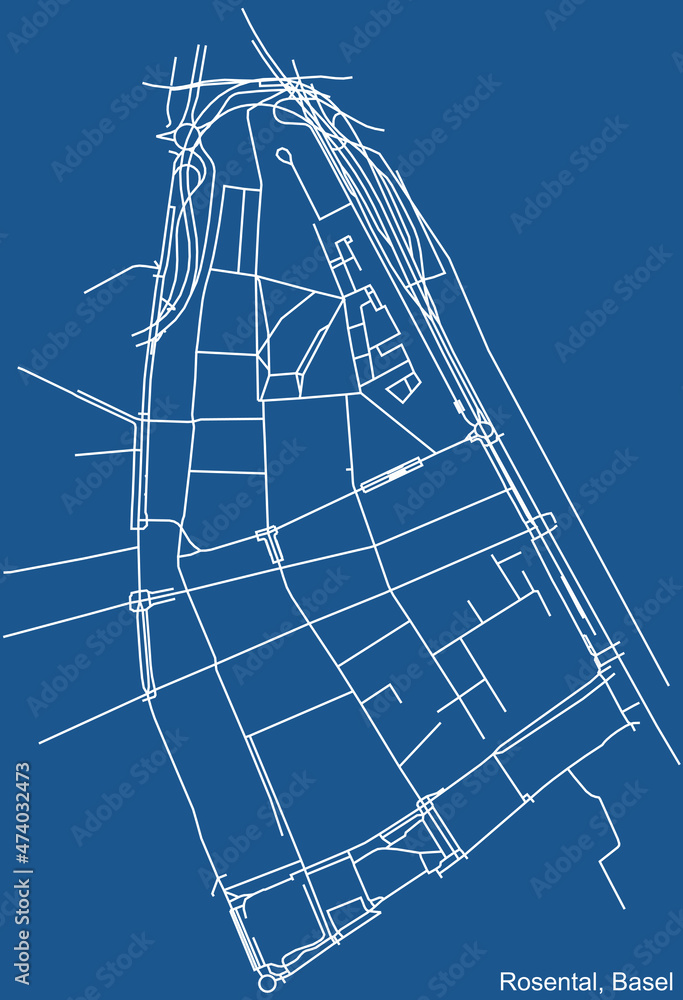 Detailed technical drawing navigation urban street roads map on blue ...