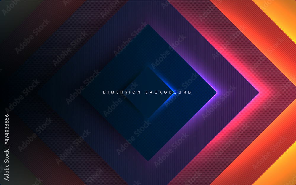 Dynamic rectangle dimension background with colorful light effect Stock ...