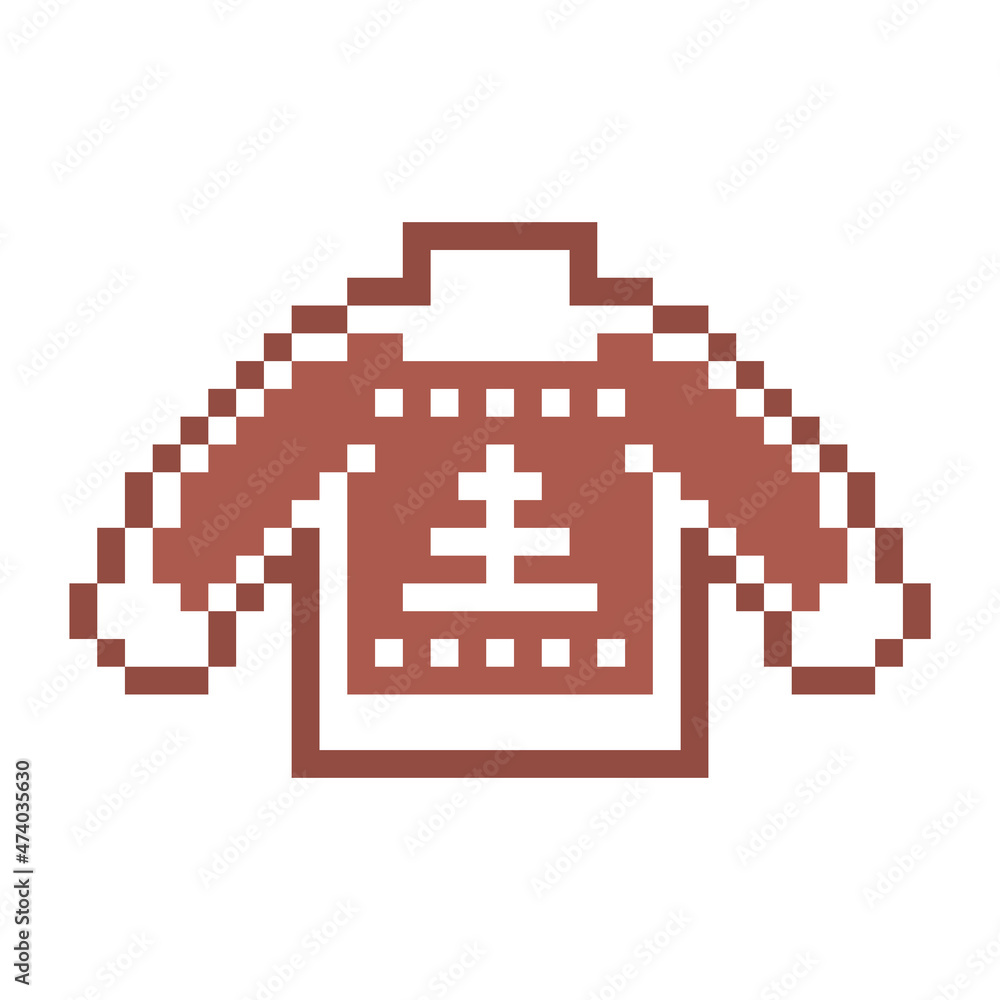 Pixel art gingerbread cookie ugly sweater decorated with white sugar ...