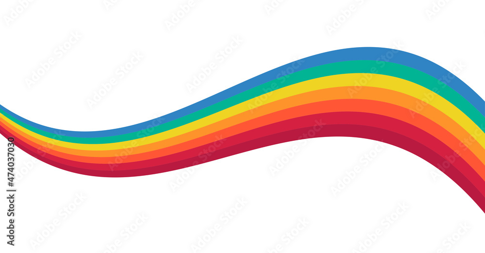 Rainbow curved isolated on white vector illustration banner background ...