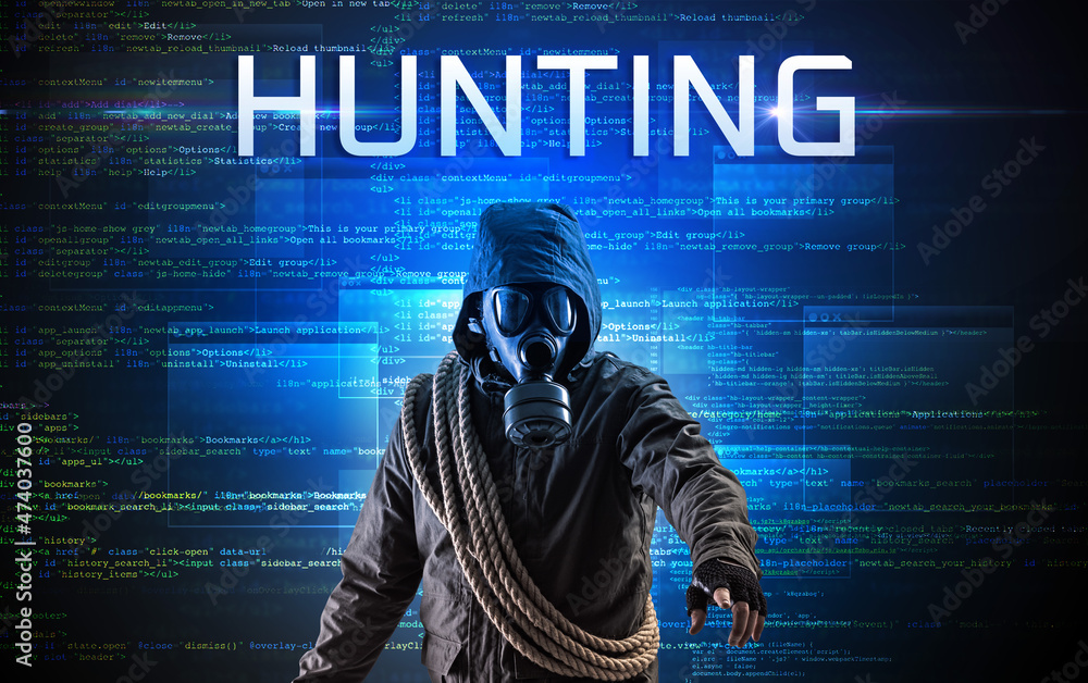 Faceless hacker on code background Stock Photo | Adobe Stock