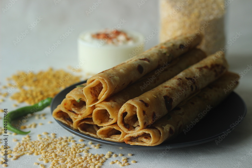 Daal paratha. Indian flatbread with lentils and spices. A protein rich ...