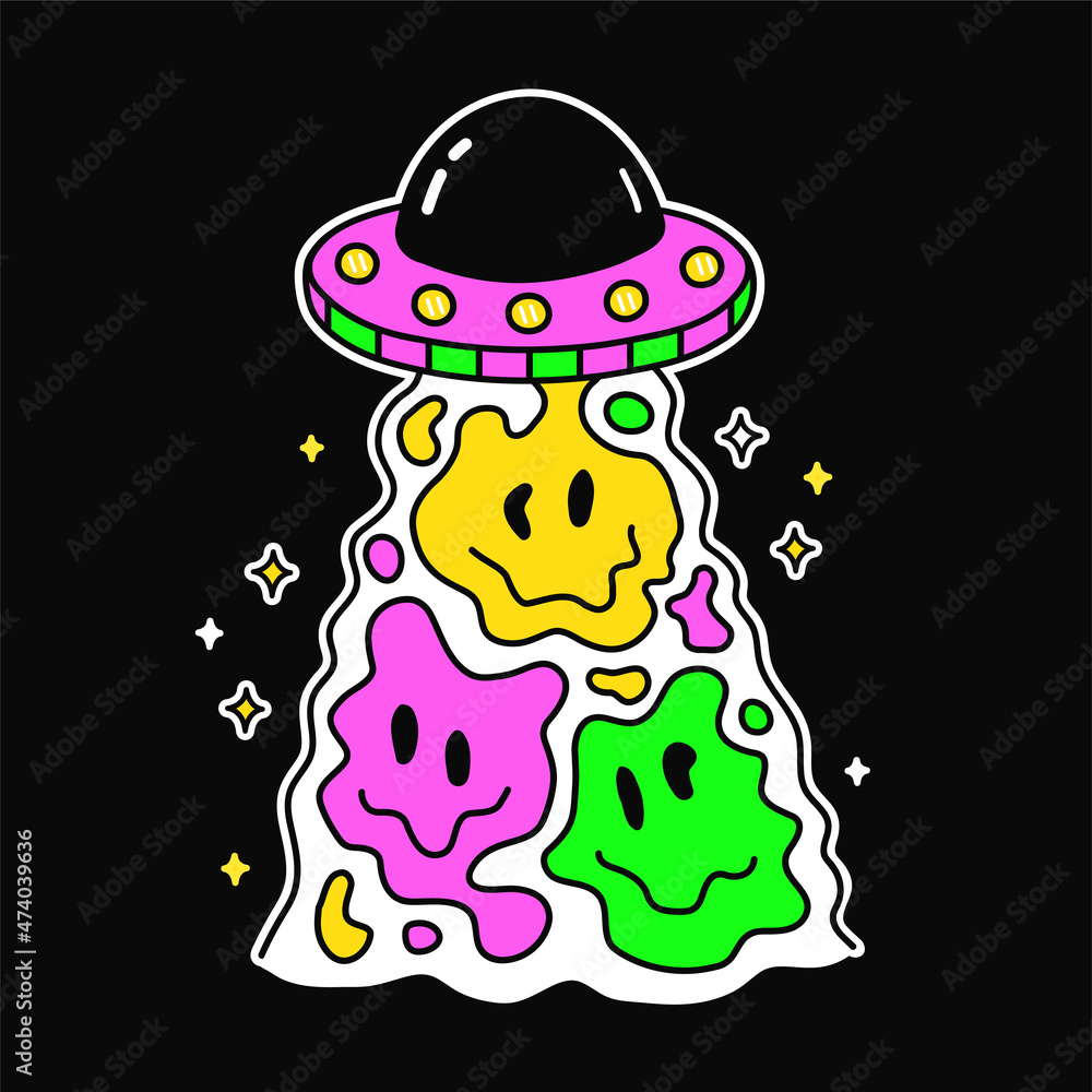 melting face for t-shirt print art.Vector line doodle cartoon graphic ...