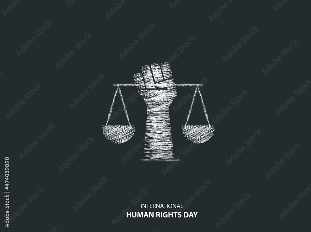 Human Rights Day sketch drawing. International human rights day concept ...