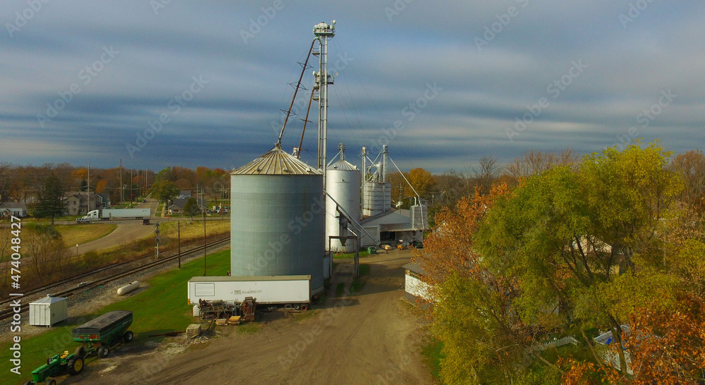 Michigan Silos and Small Town Colors Stock Photo | Adobe Stock