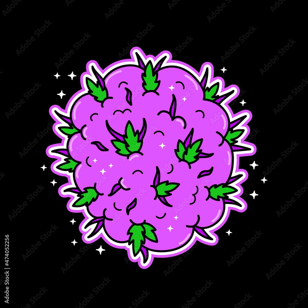 Vetor de Shiny purple marijuana weed bud t-shirt print design. Vector ...