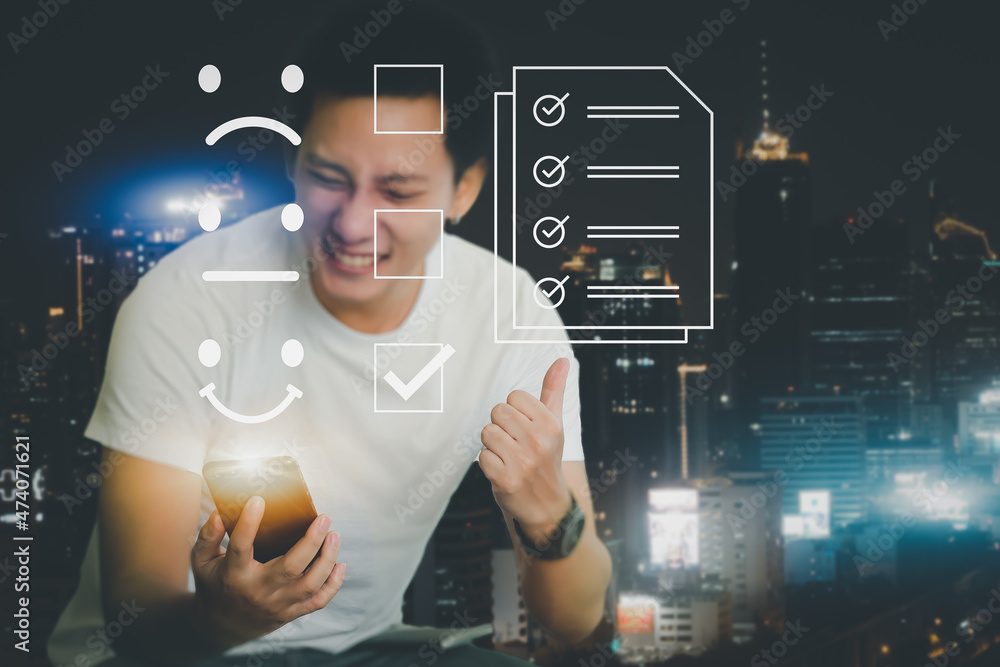 Customer service and Satisfaction concept ,Business people are touching ...