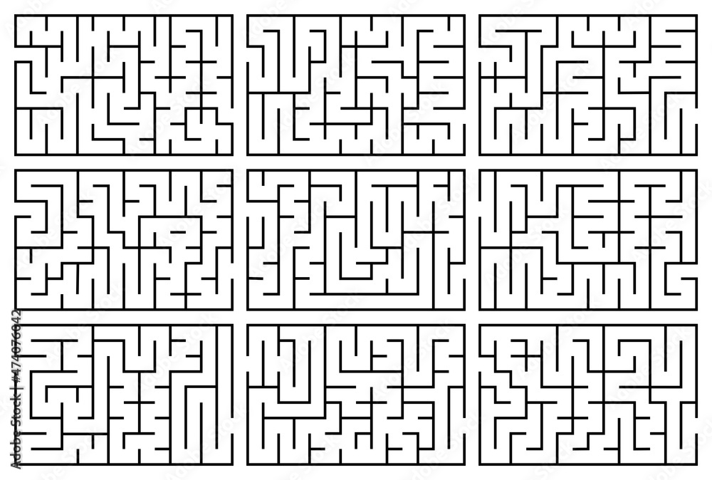 Abstract maze. Find right way. Isolated simple square maze black line ...