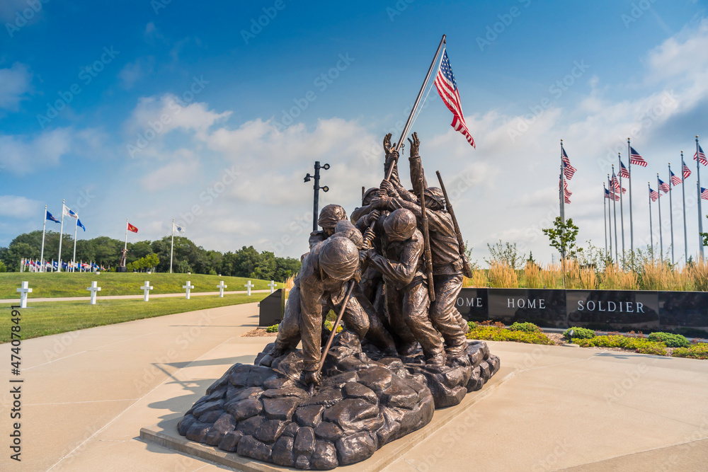 Statue of Iwo Jima in Albia Welcome Home Home Soldier Monument Stock ...