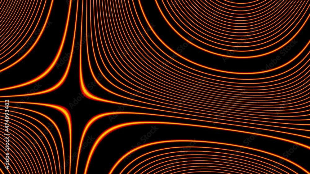 Curved lines are distorted in computer space. Design. Neon curved lines ...