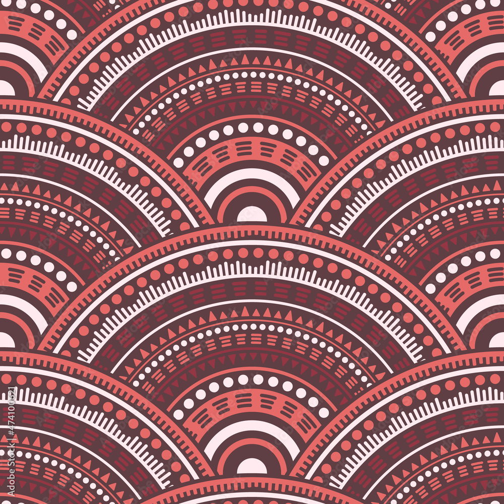 Ethnic circle shapes seamless geometric pattern. Stock Vector | Adobe Stock