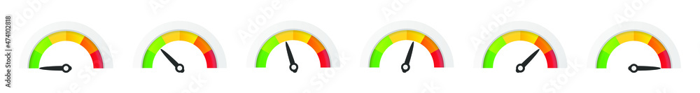Color scale with arrow from red to green. The measuring device icons ...
