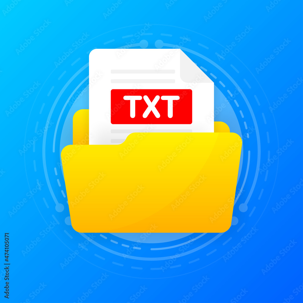 Open folder icon with TXT file inside. Folder with documents on a blue ...