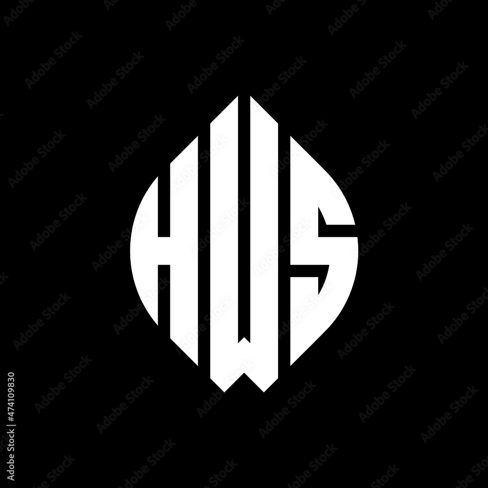 HWS circle letter logo design with circle and ellipse shape. HWS ...