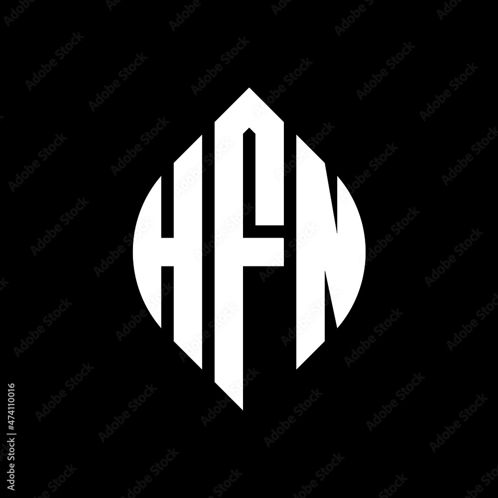 HFN circle letter logo design with circle and ellipse shape. HFN ...