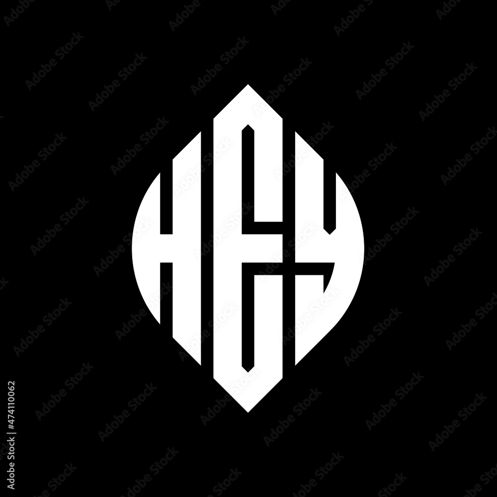HEY circle letter logo design with circle and ellipse shape. HEY ...